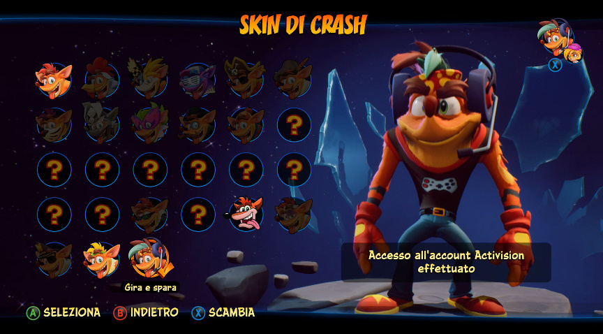 Crash Bandicoot 4: Come sbloccare le Skin di Crash Classico e Gira e Spara